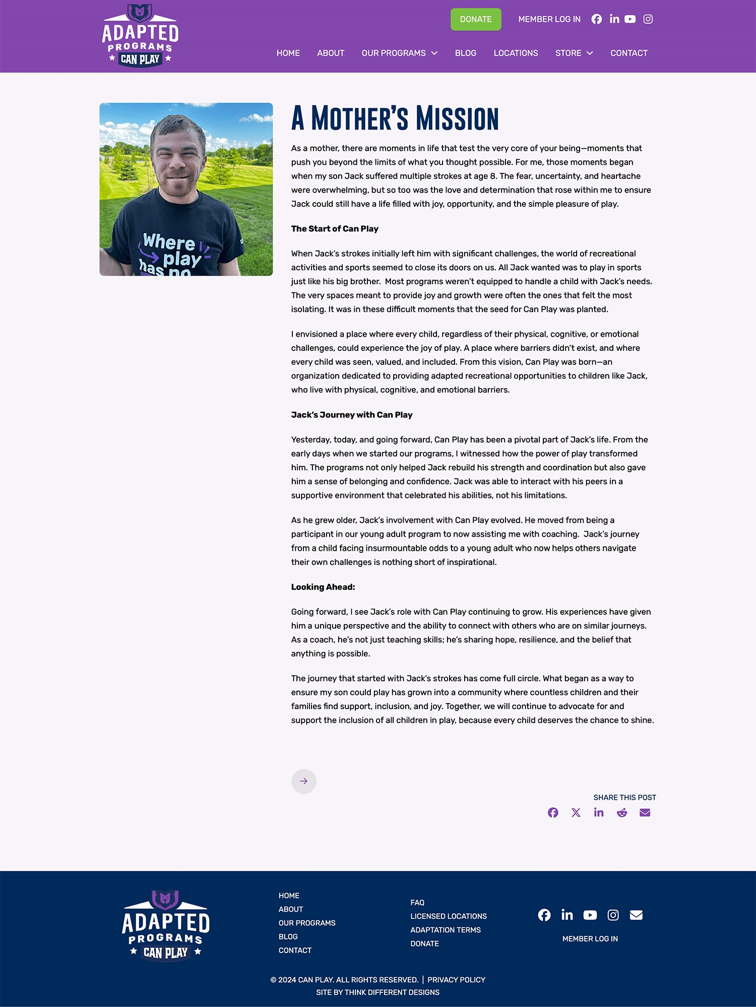 Can Play Adapted Programs | Think Different Designs | Small Business Website Design | Client ...