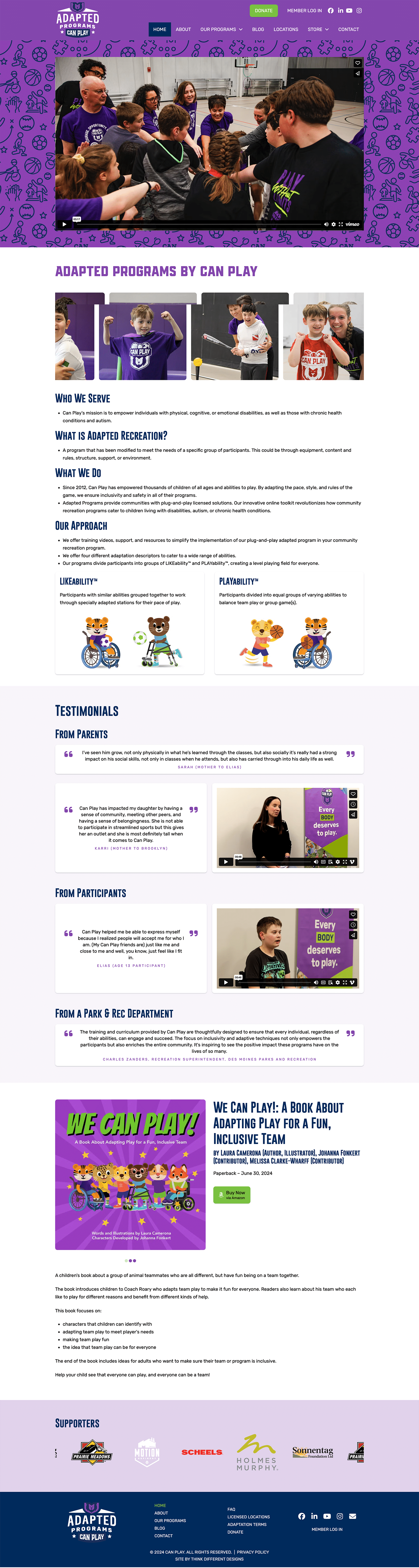Can Play Adapted Programs | Think Different Designs | Small Business Website Design | Client ...