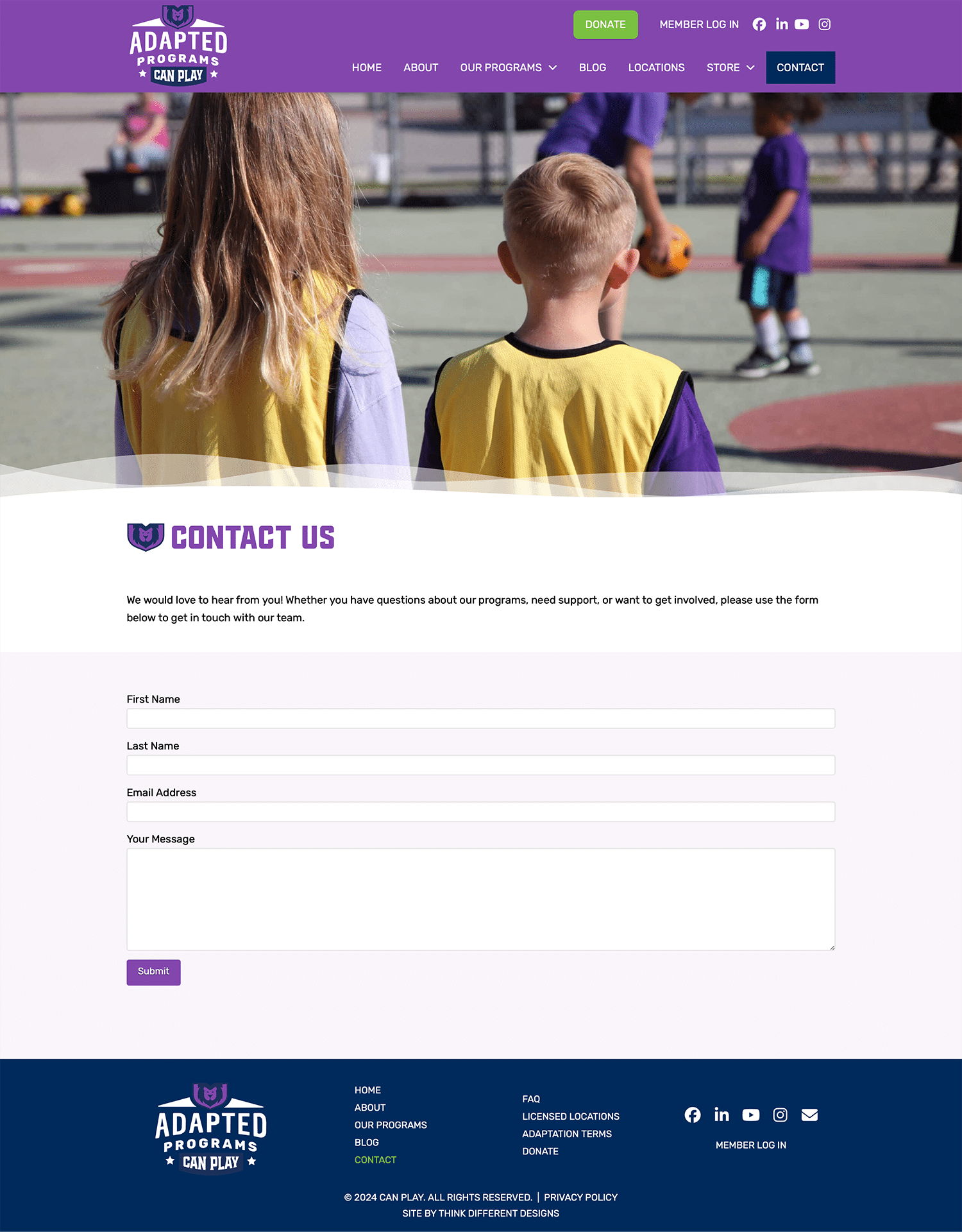 Can Play Adapted Programs | Think Different Designs | Small Business Website Design | Client ...