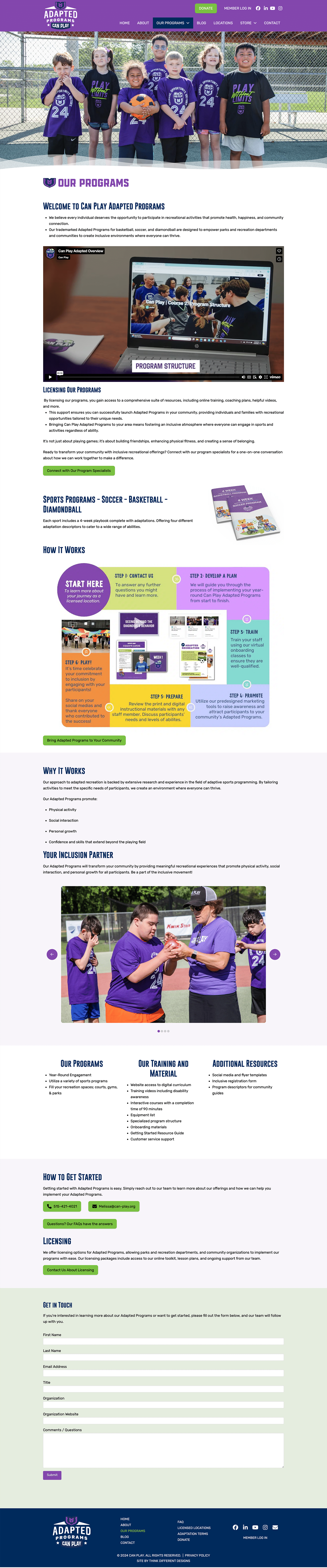 Can Play Adapted Programs | Think Different Designs | Small Business Website Design | Client ...