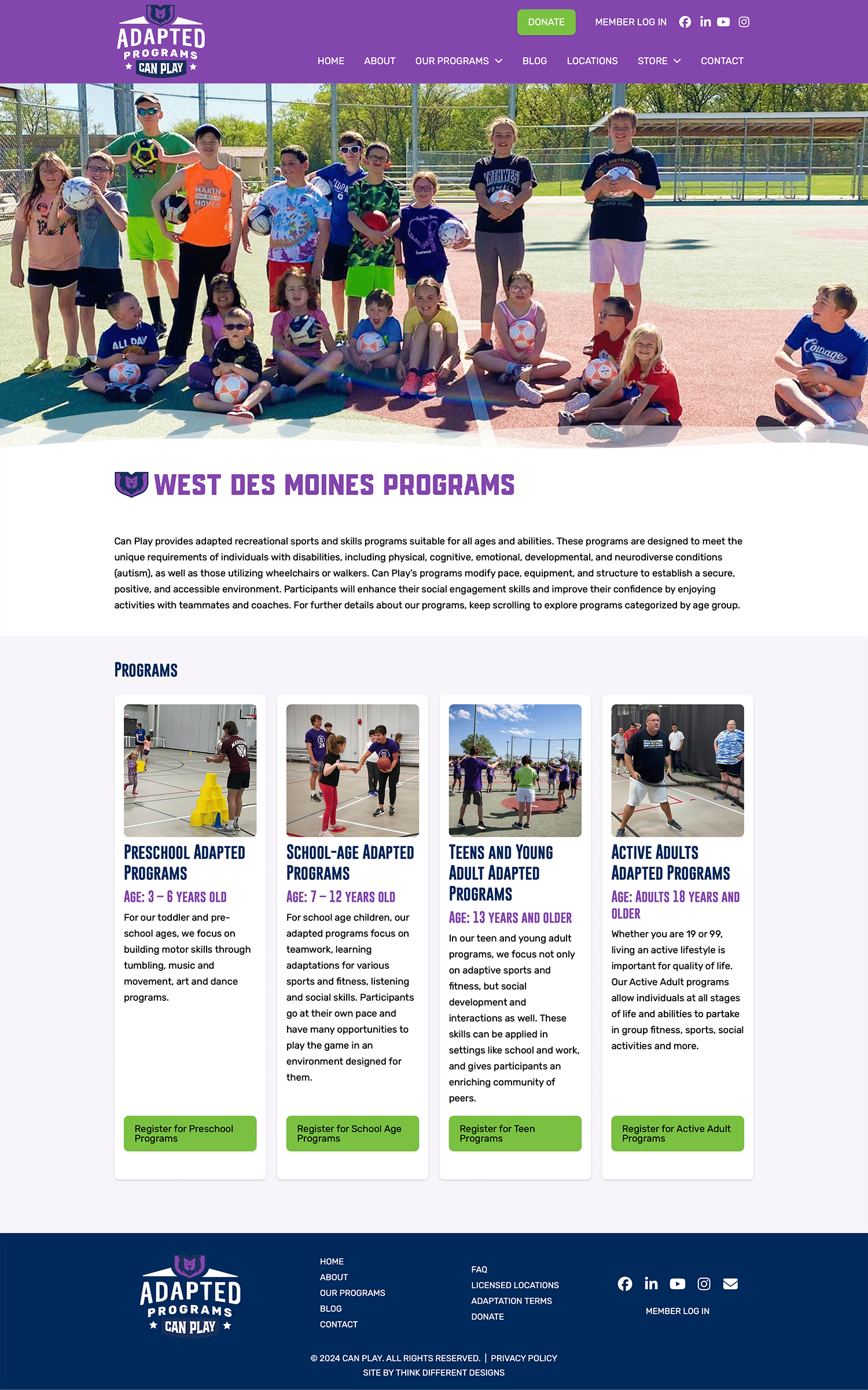 Can Play Adapted Programs | Think Different Designs | Small Business Website Design | Client ...